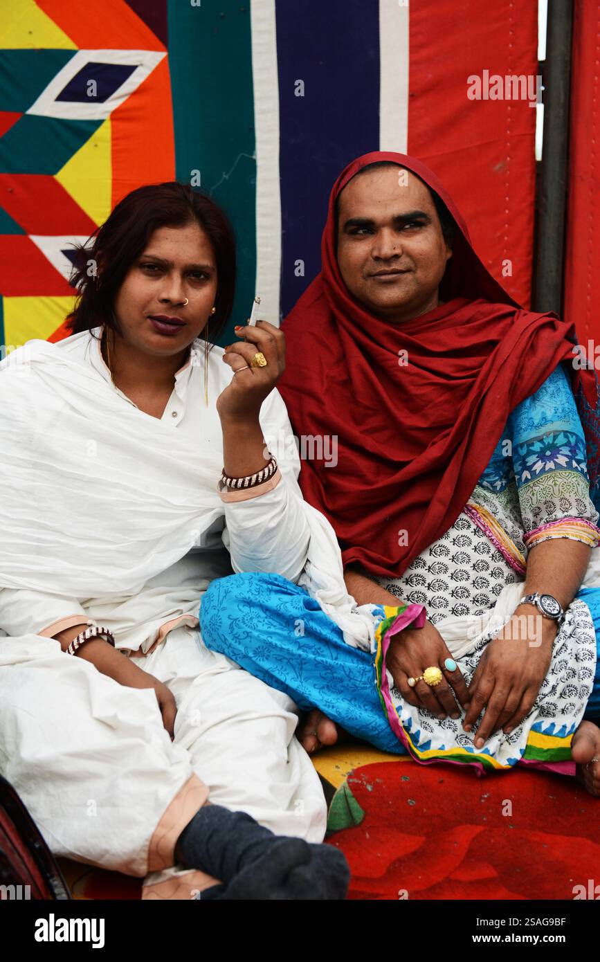 Portrait of two Hijras, Third Gender, taken at the annual Makanpur Mela ...