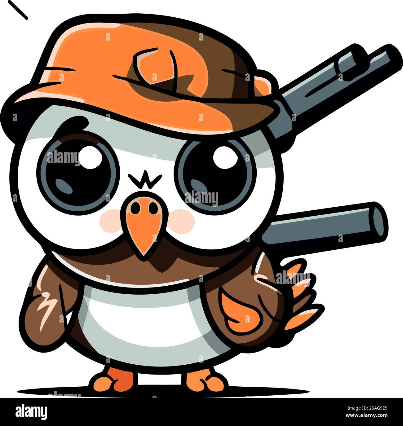 Owl in a hat with a gun in his hand. Vector illustration Stock Vector ...