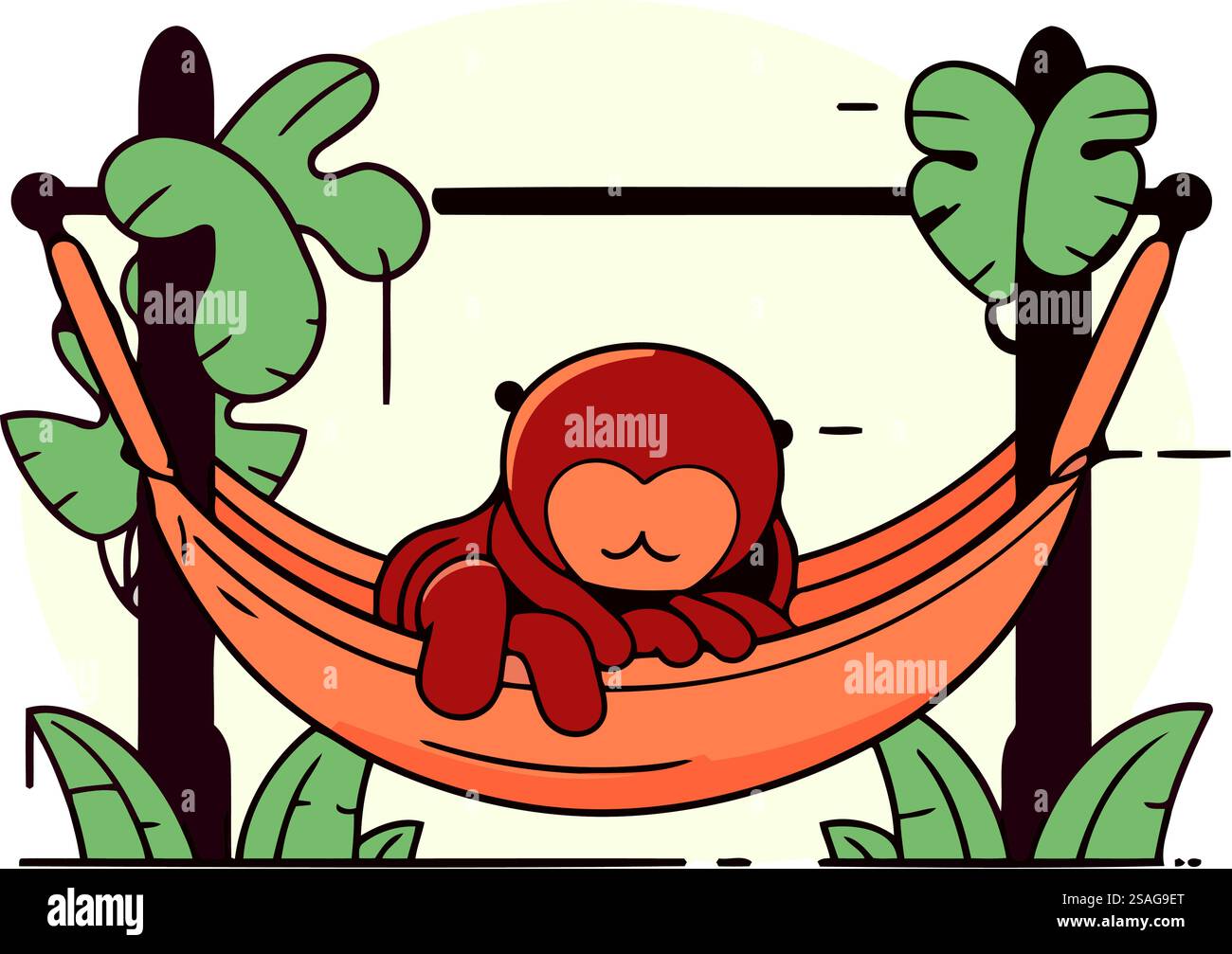 Cute monkey in hammock. Vector illustration in flat style Stock Vector ...