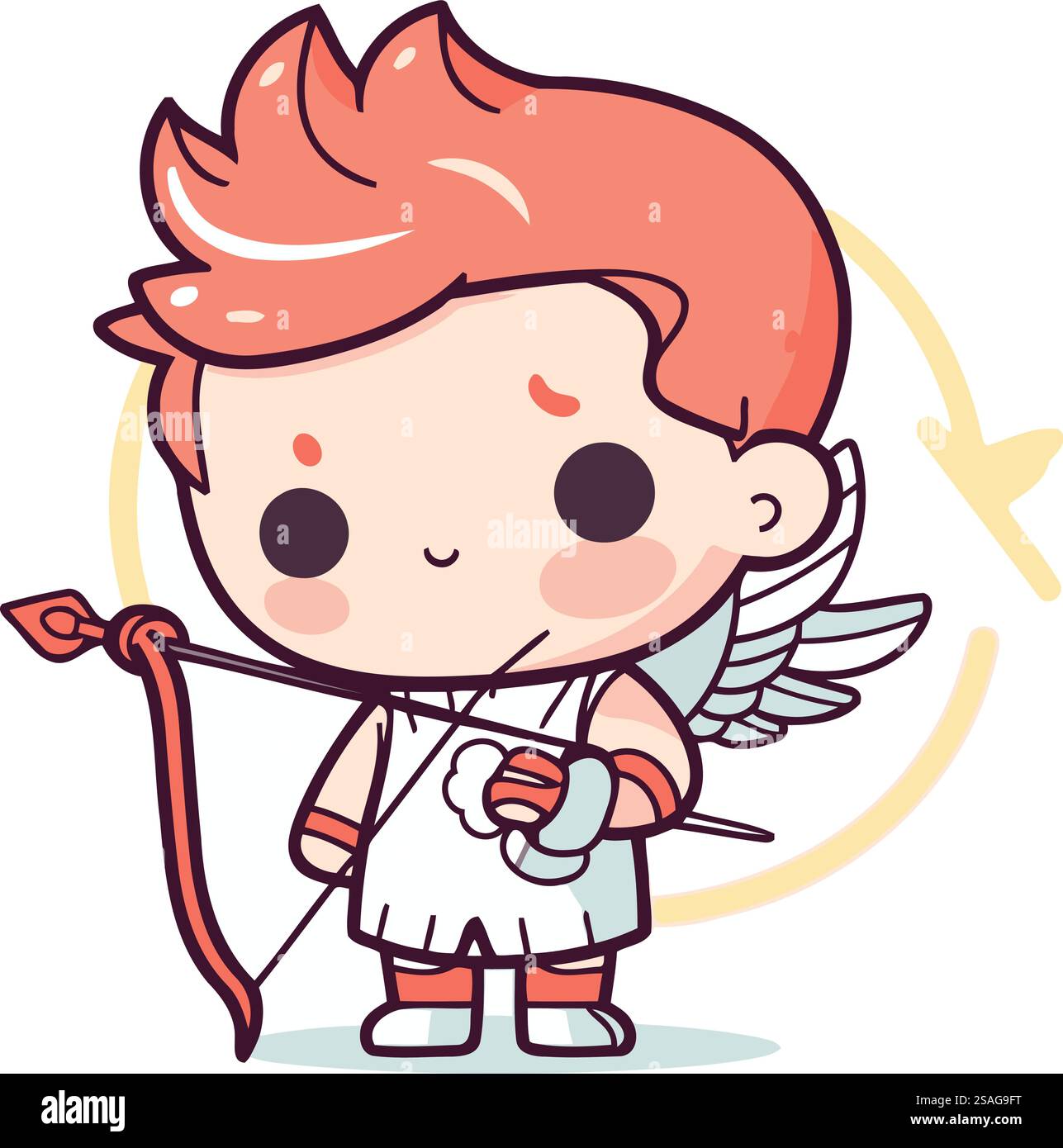 Cute cupid boy with bow and arrow. Vector illustration Stock Vector ...