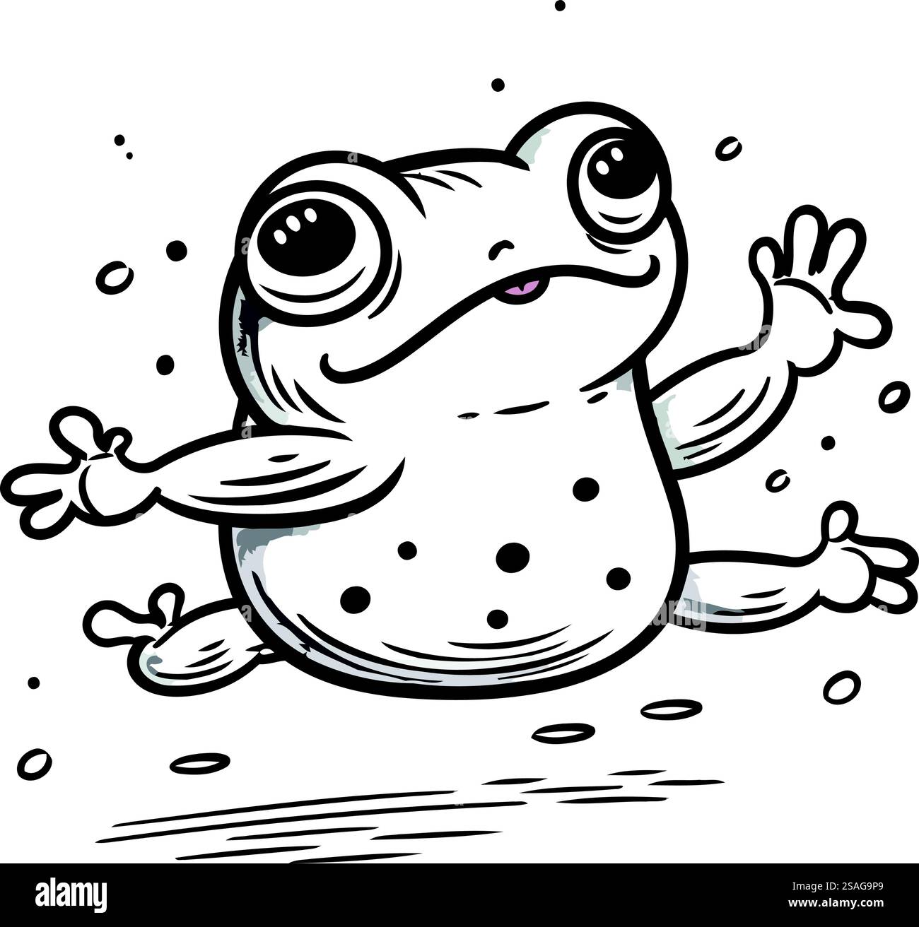 Frog in the rain. Vector illustration. isolated on white background ...
