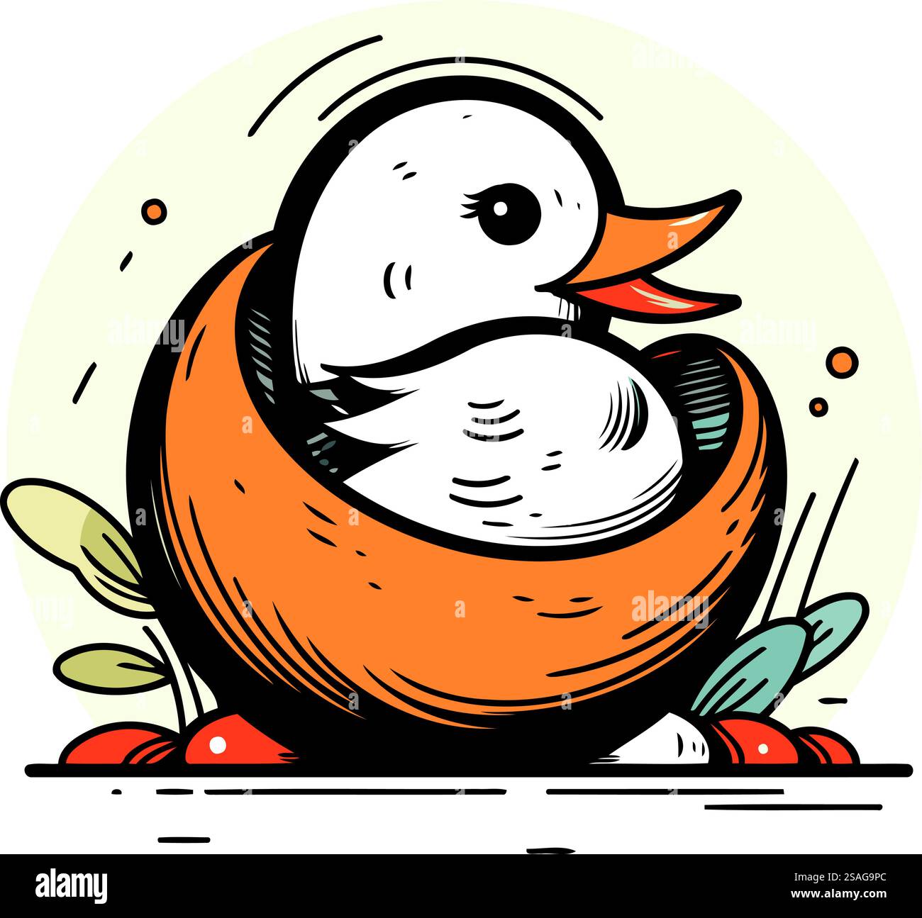 Cute cartoon duck. Vector illustration of a cute cartoon duck Stock ...