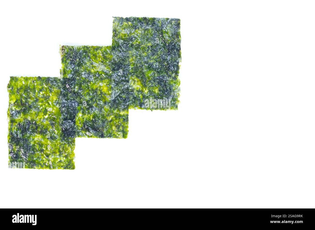Green Seaweed Sheets Isolated on a White Background Stock Photo - Alamy