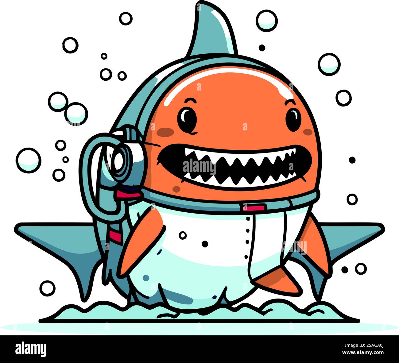 Cartoon funny shark. Vector illustration of a cute cartoon shark Stock ...