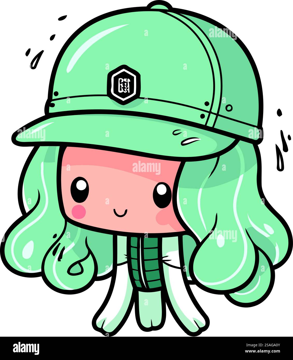 Cute girl in a military cap. Cartoon style. Vector illustration Stock ...