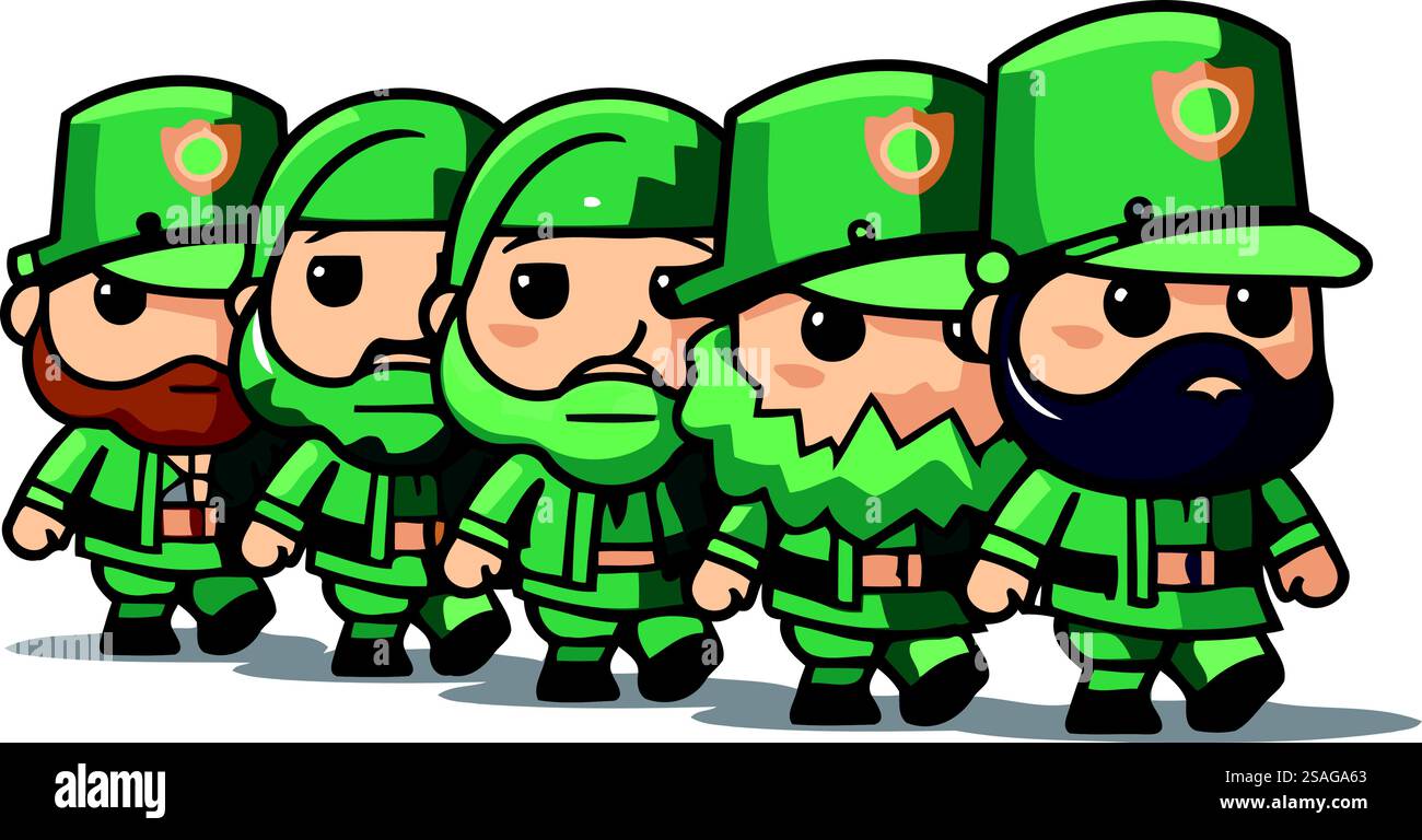 Cartoon Army Soldiers Characters Group. Cute Army Soldiers Cartoon ...