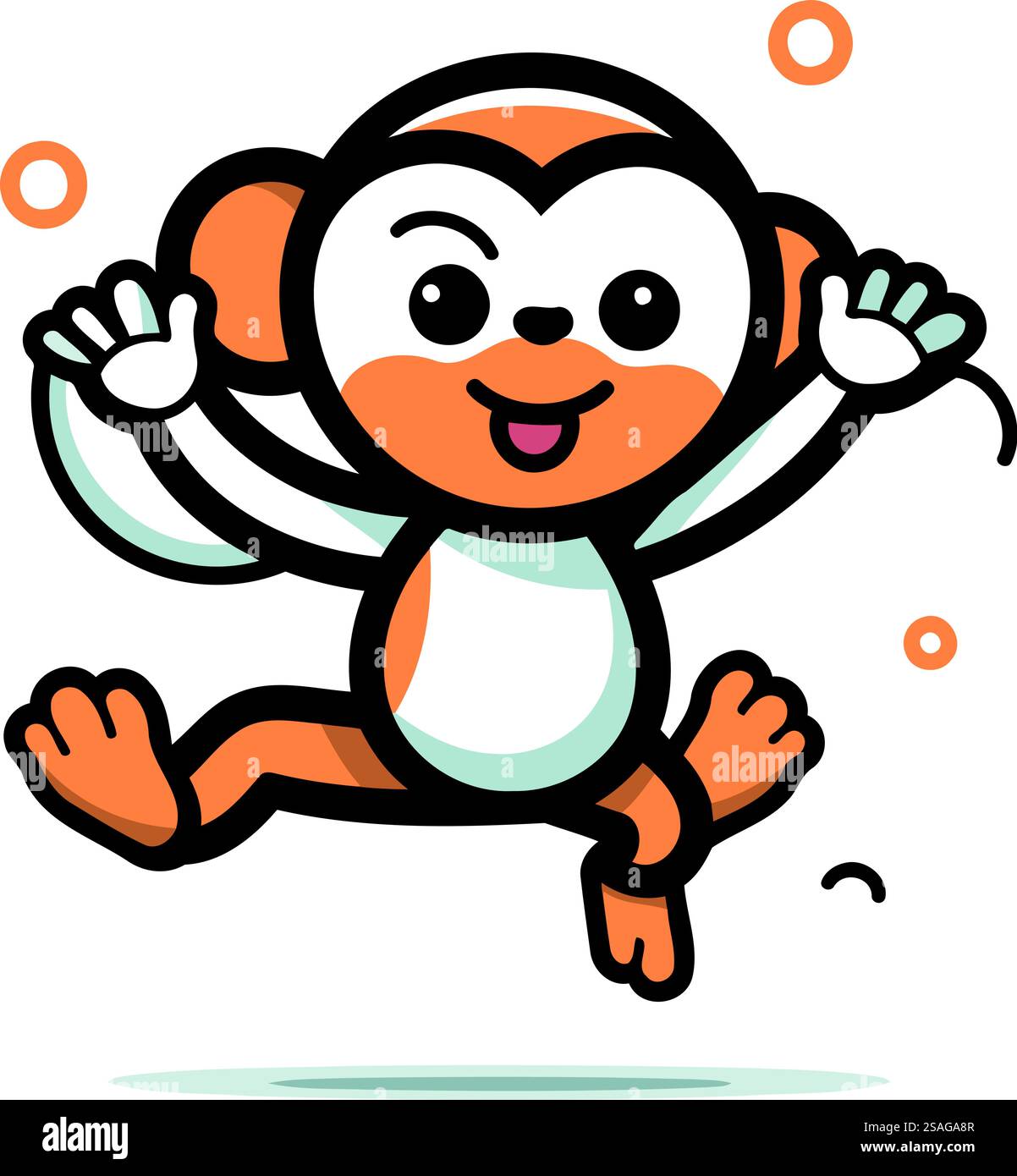 Monkey running vector illustration. Cute cartoon funny animal character ...