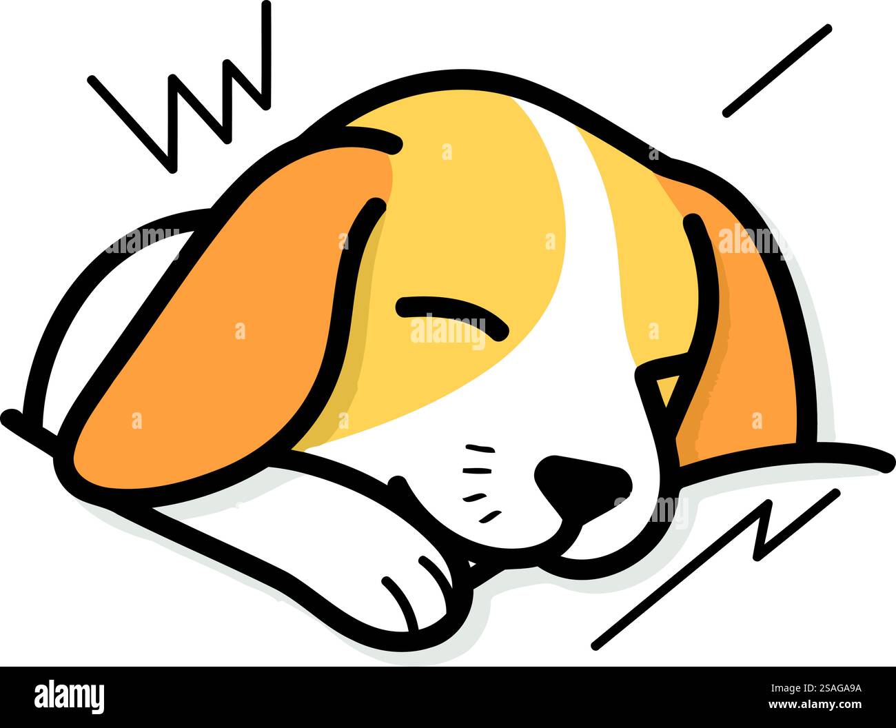 Beagle dog sleeping. doodle vector illustration. Isolated on white ...