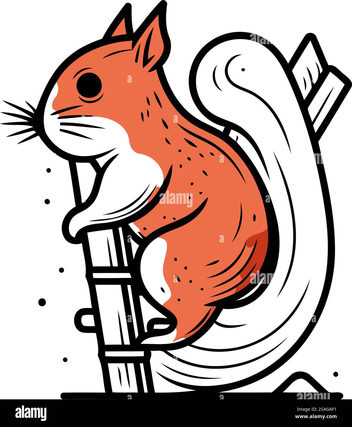 Squirrel jumping over the bridge. Vector illustration in cartoon style ...