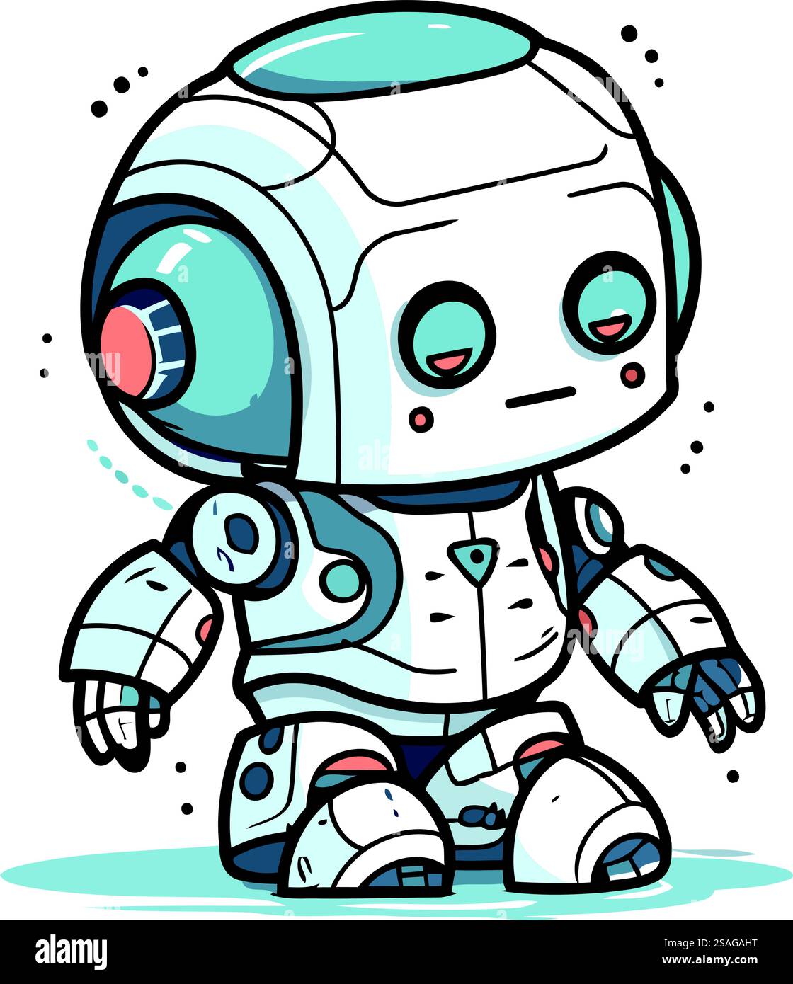 Cute robot cartoon. Vector illustration of a cute little robot Stock ...
