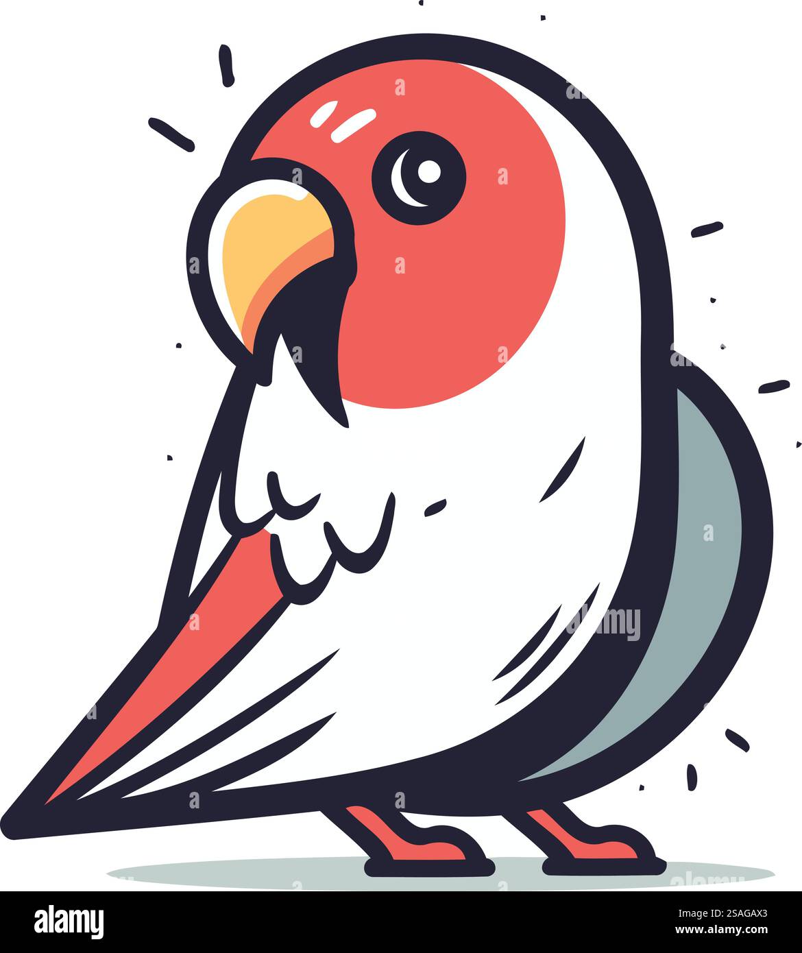 Vector illustration of cute parrot. Hand drawn cartoon parrot Stock ...