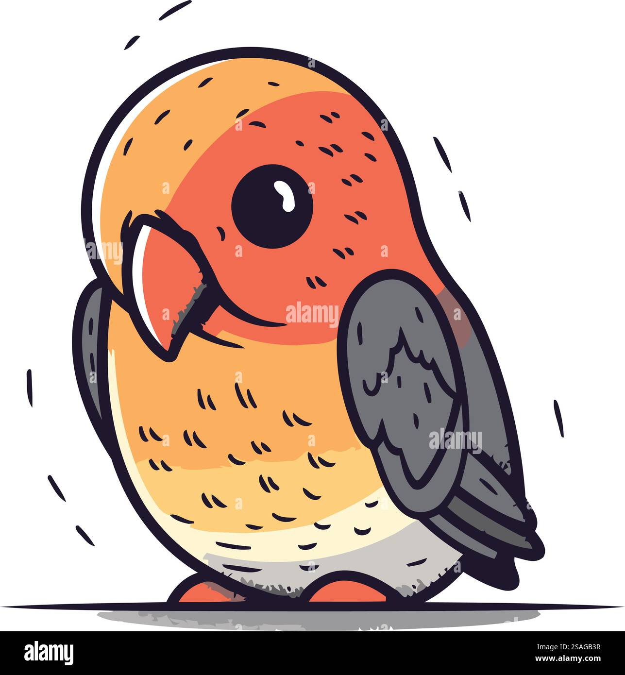 Vector illustration of cute little bird. Hand drawn doodle style Stock ...