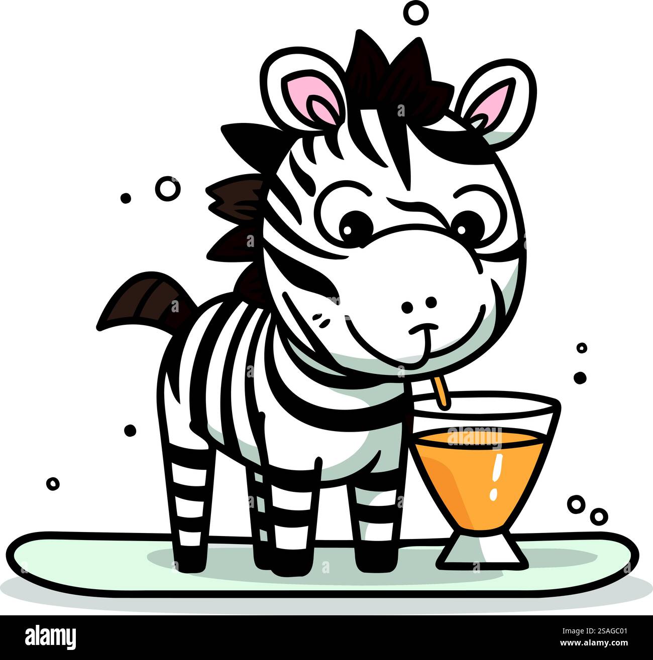 Zebra drinking juice. Vector illustration of cute cartoon zebra Stock ...
