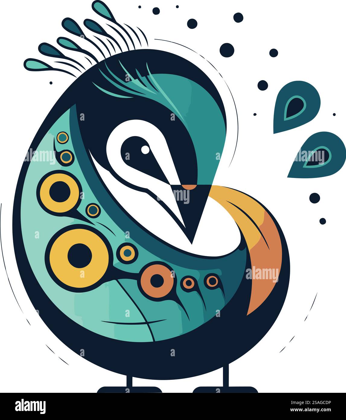 Funny peacock with big eyes. Vector illustration isolated on white ...