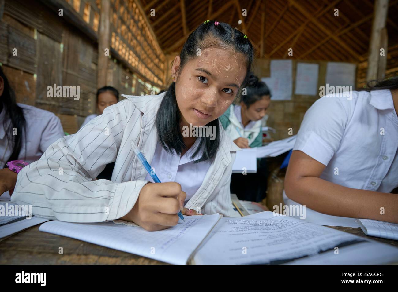 Students in a school in the Ban Mai Nai Soi refugee camp in Thailand. The camp is home to ...