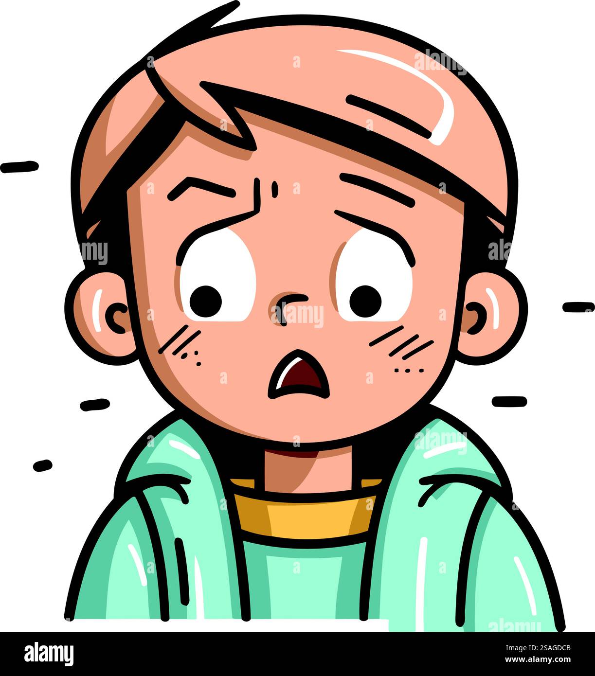 Sad boy cartoon vector illustration. Emotional boy with sad face Stock ...