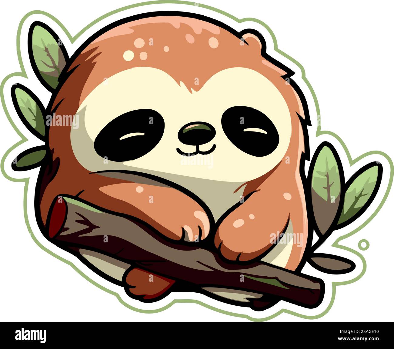 Cute cartoon sloth sitting on a branch. Vector illustration Stock ...