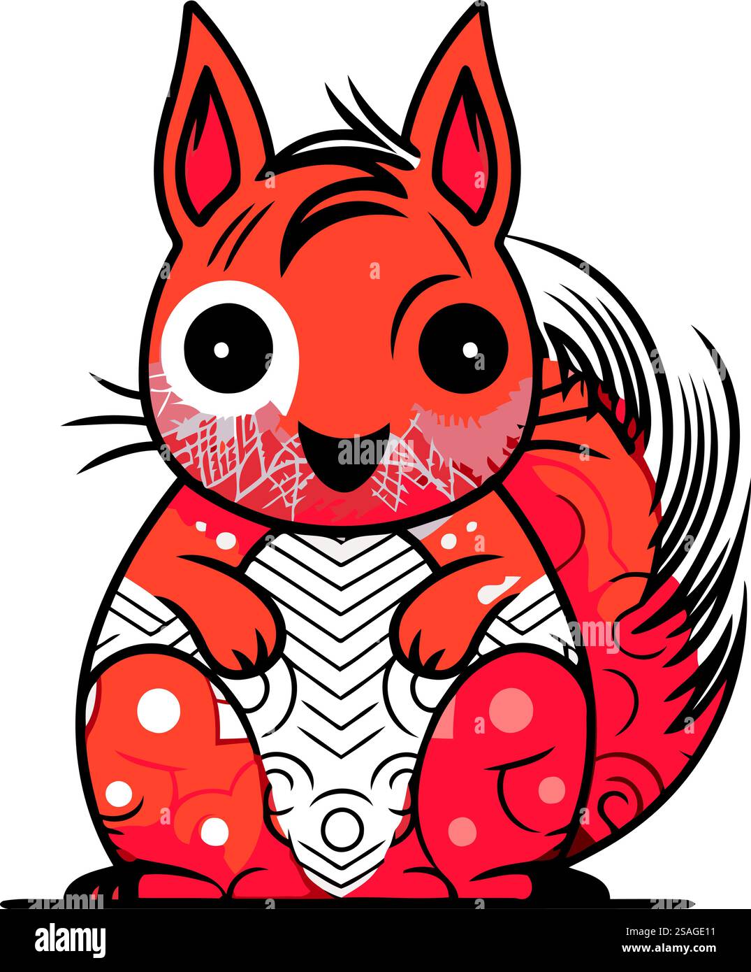Cute cartoon red squirrel. Vector illustration isolated on white ...