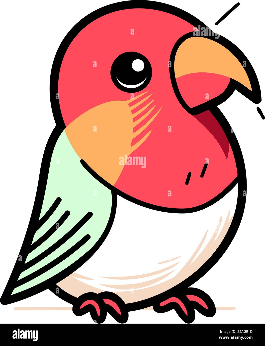 Vector illustration of cute parrot. Isolated on white background Stock ...