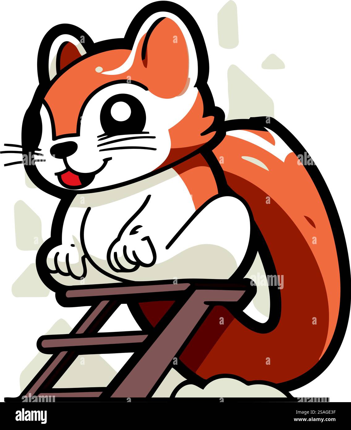 Cute squirrel sitting on a stool. Vector illustration in cartoon style ...