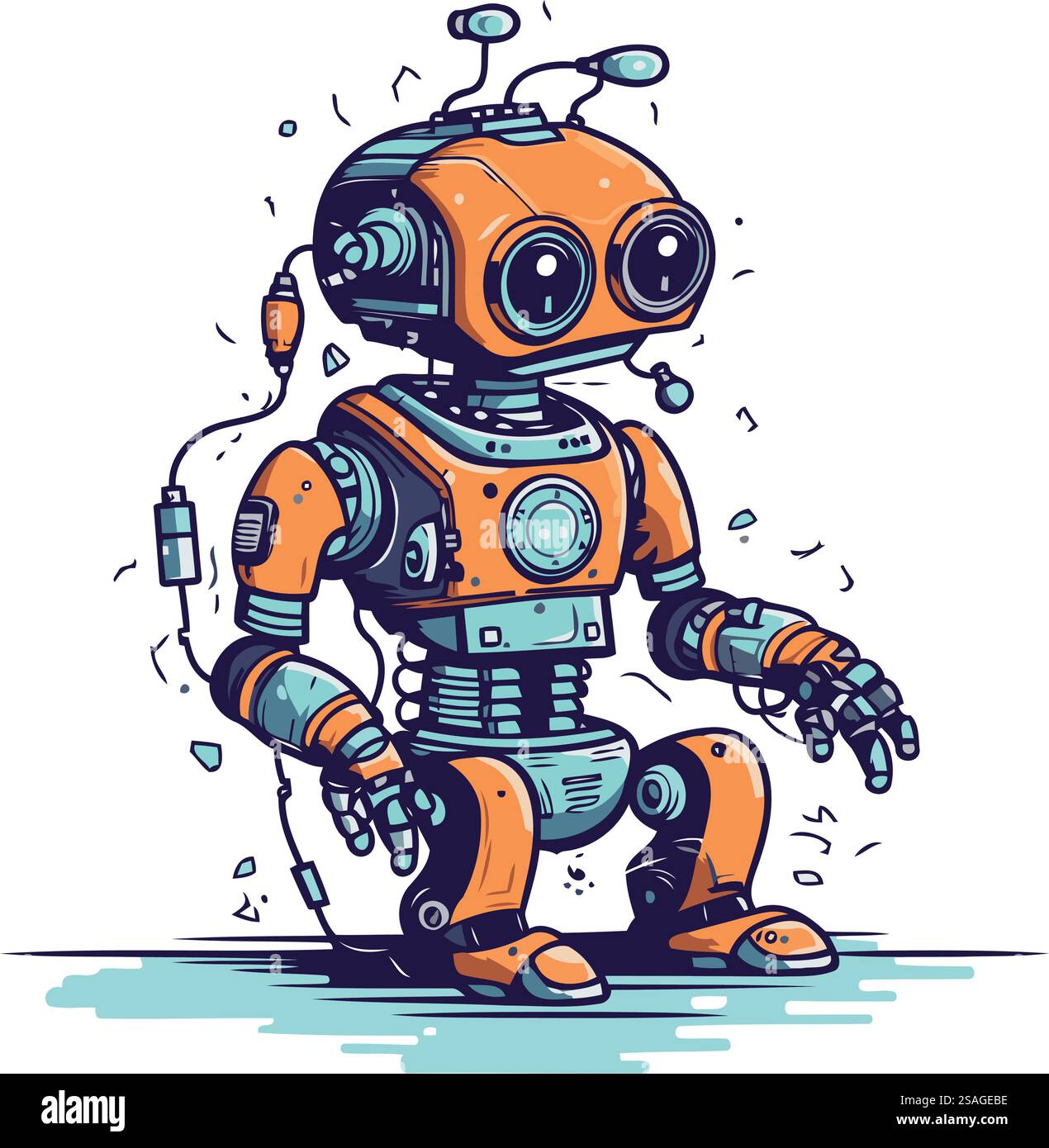 Cute robot. Vector illustration. Isolated on white background Stock ...