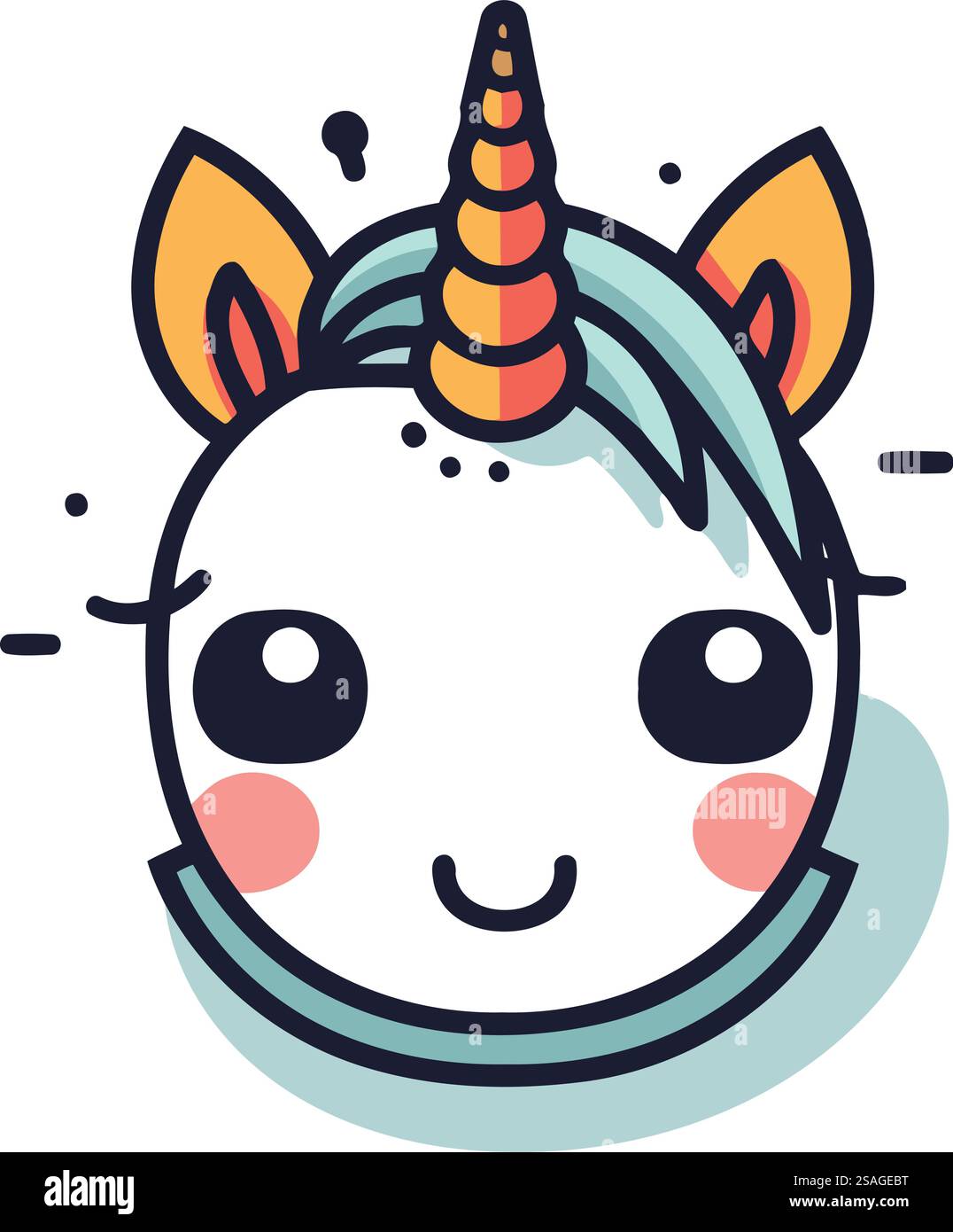 Cute unicorn face. Vector illustration. Isolated on white background ...