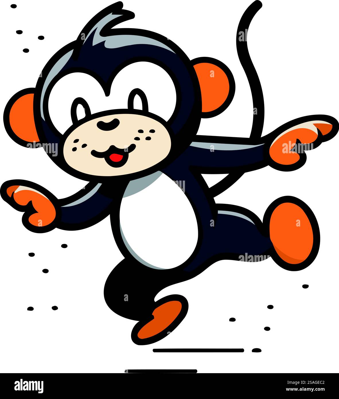 Cute cartoon monkey jumping. Vector illustration isolated on white ...
