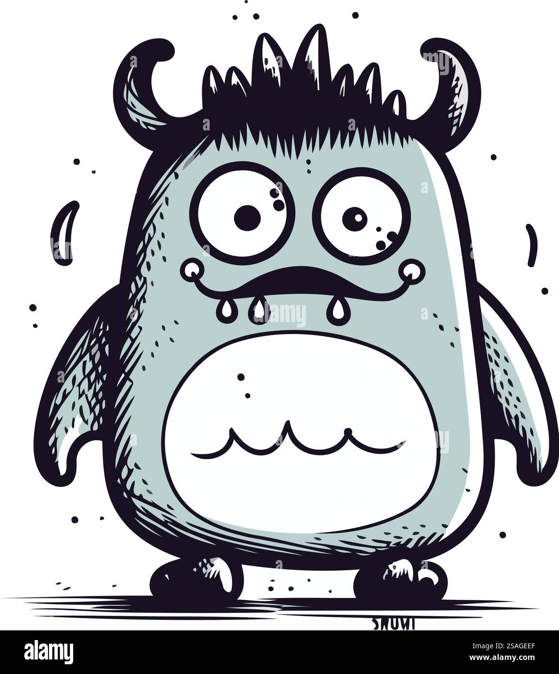 Angry cartoon monster. Vector illustration. Isolated on white ...