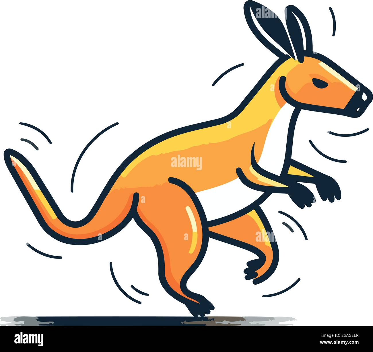 Kangaroo running. funny kangaroo cartoon vector illustration Stock ...