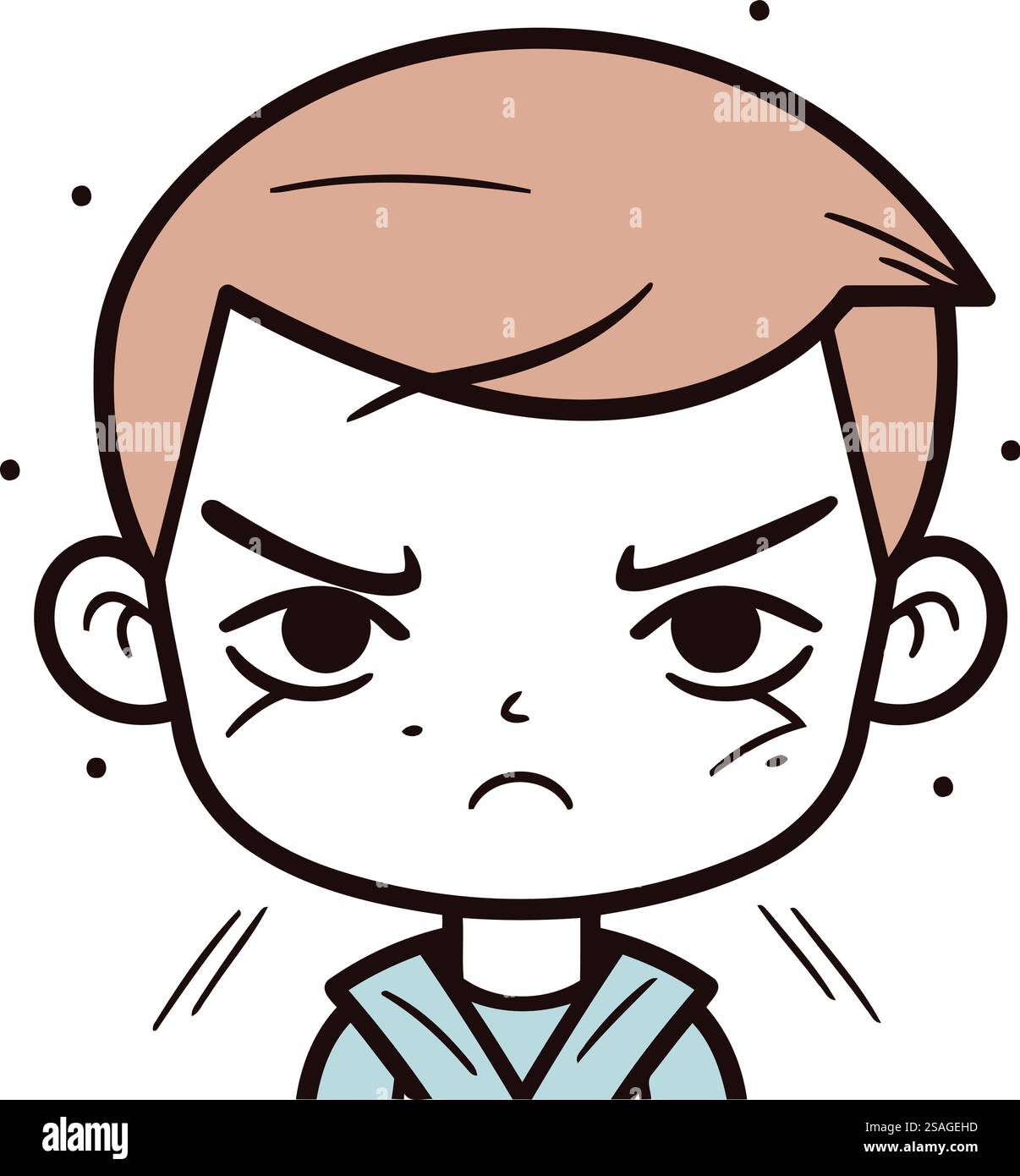 Angry Boy Face Expression Vector Illustration. Simple Cartoon Style ...