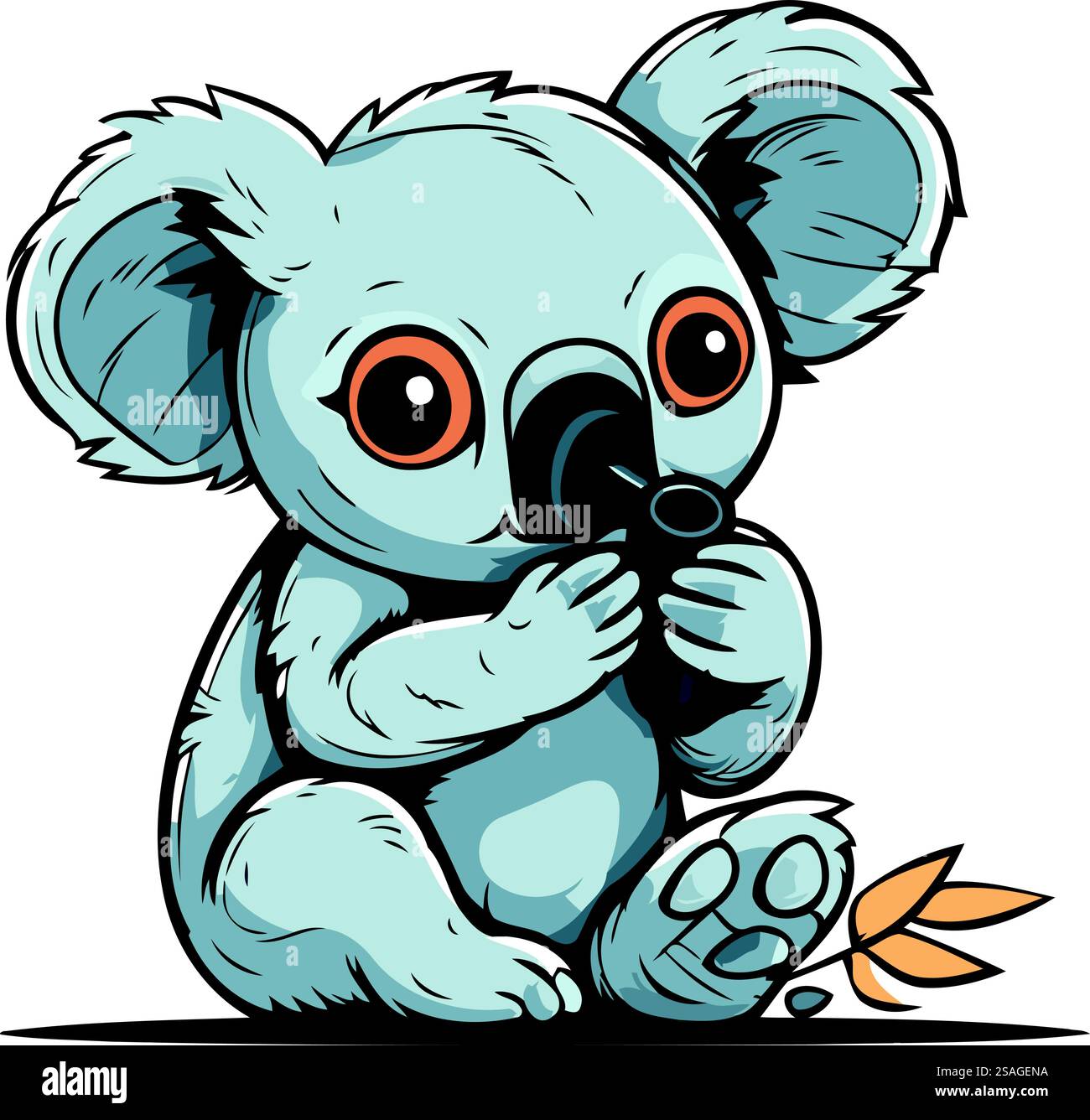 Cute cartoon koala sitting and holding a gun. Vector illustration Stock ...