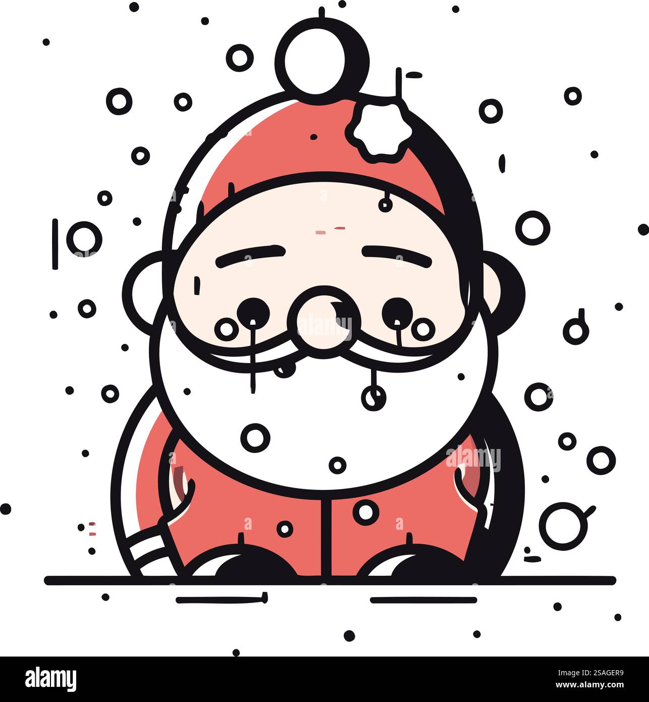 Cute cartoon santa claus character. Vector line illustration Stock ...