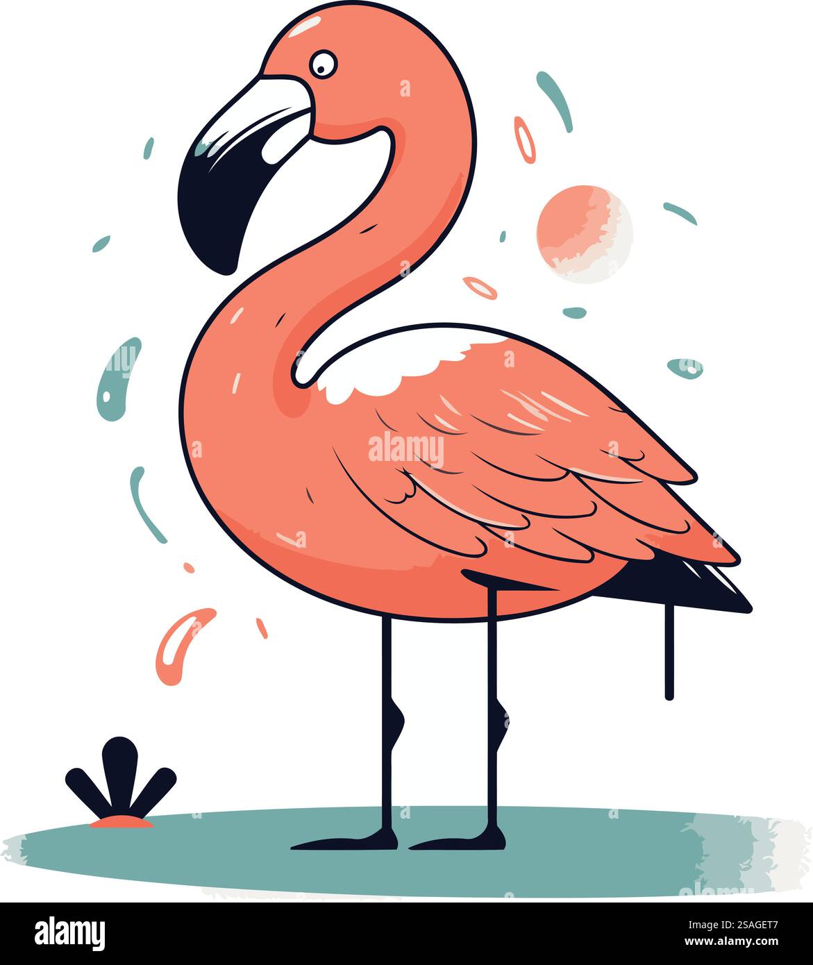 Flamingo vector illustration. Cute cartoon flamingo. Vector ...