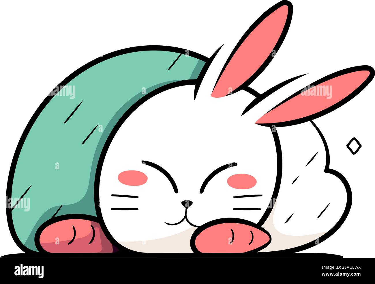 Cute cartoon rabbit sleeping. Vector illustration in a flat style Stock ...