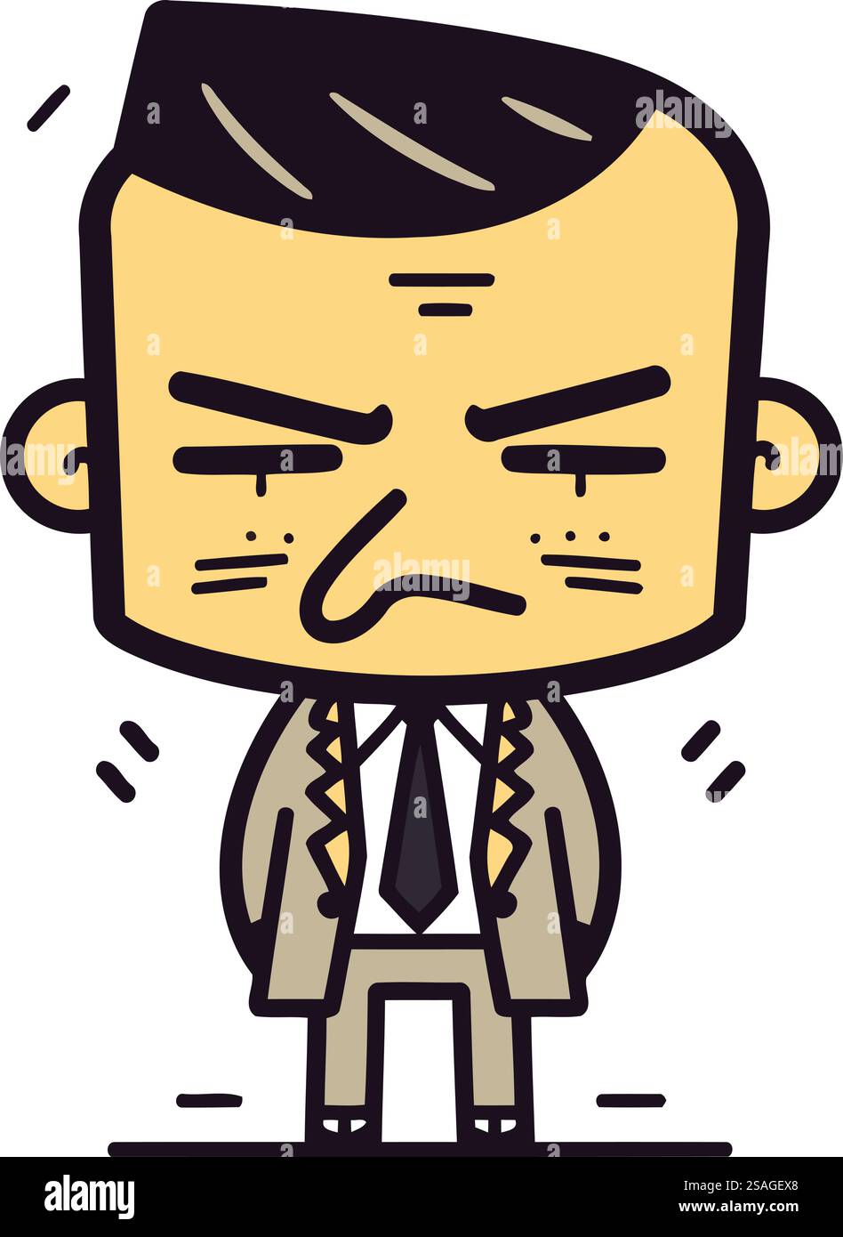 Angry boss cartoon character. Vector illustration in thin line style ...
