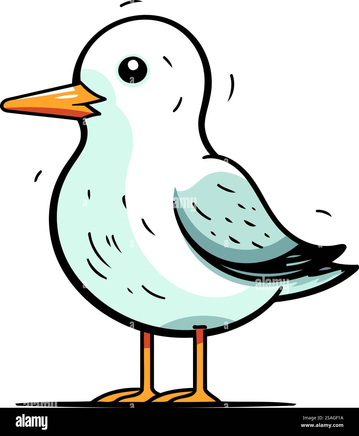 Cute cartoon seagull. Vector illustration isolated on white background ...