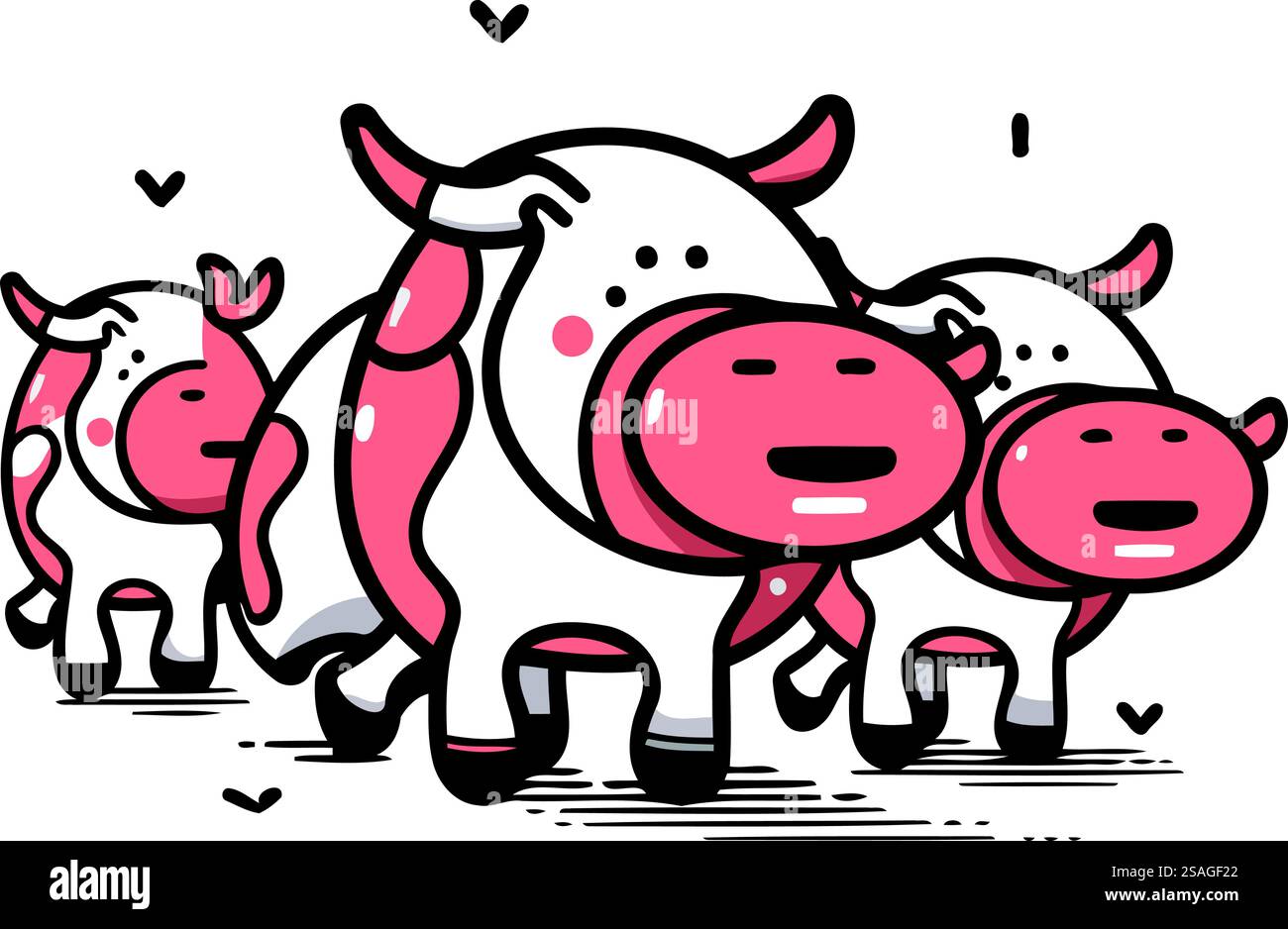 Cute cow family. Cute farm animals. Vector illustration Stock Vector ...