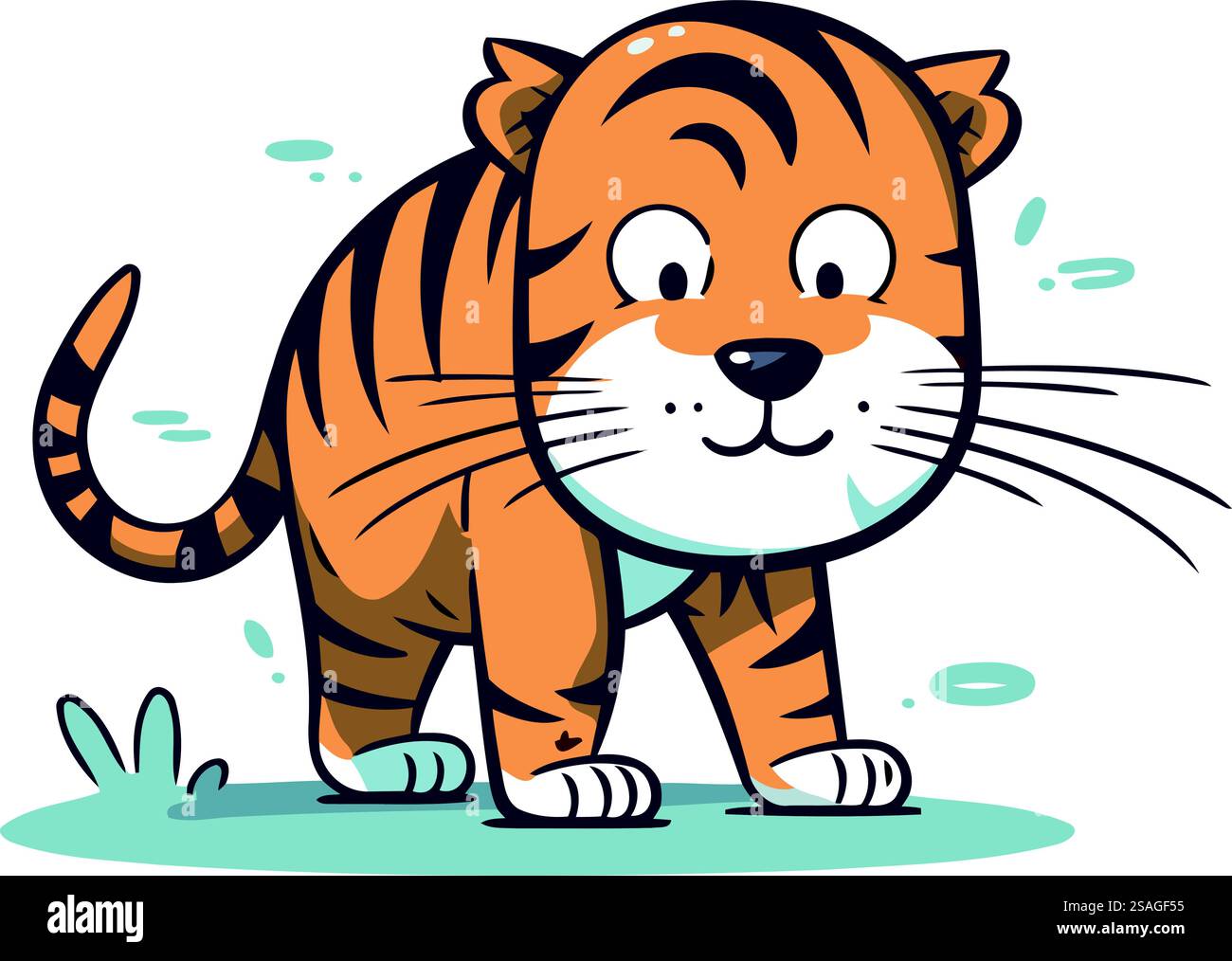 Cute tiger character. Vector illustration. Isolated on white background ...