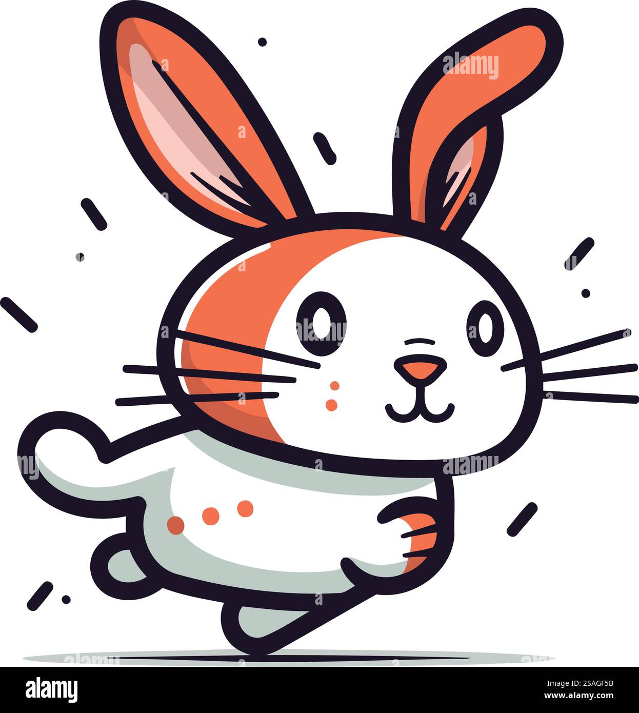 Cartoon bunny running. Vector illustration. Cute cartoon animal Stock ...