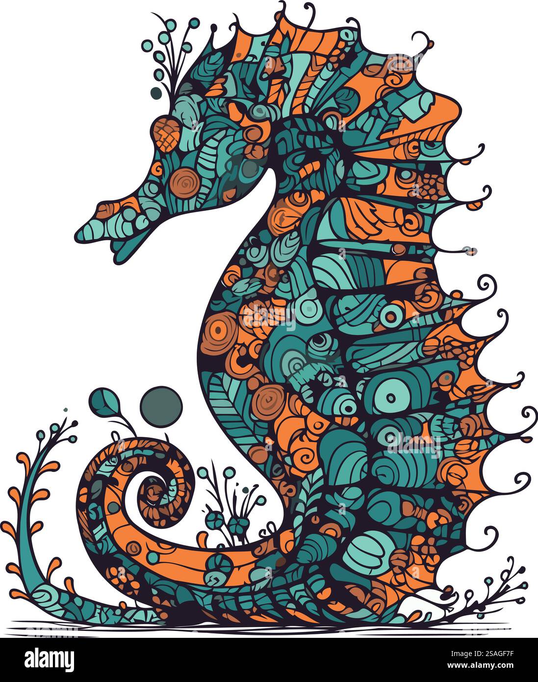 Hand drawn seahorse. Zentangle style. Vector illustration Stock Vector ...