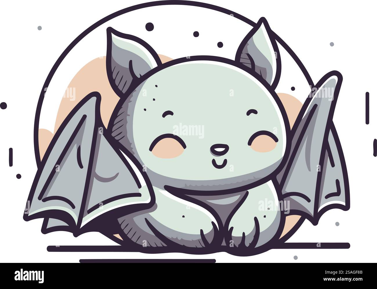 Cute cartoon rabbit with bat wings. Vector illustration in doodle style ...