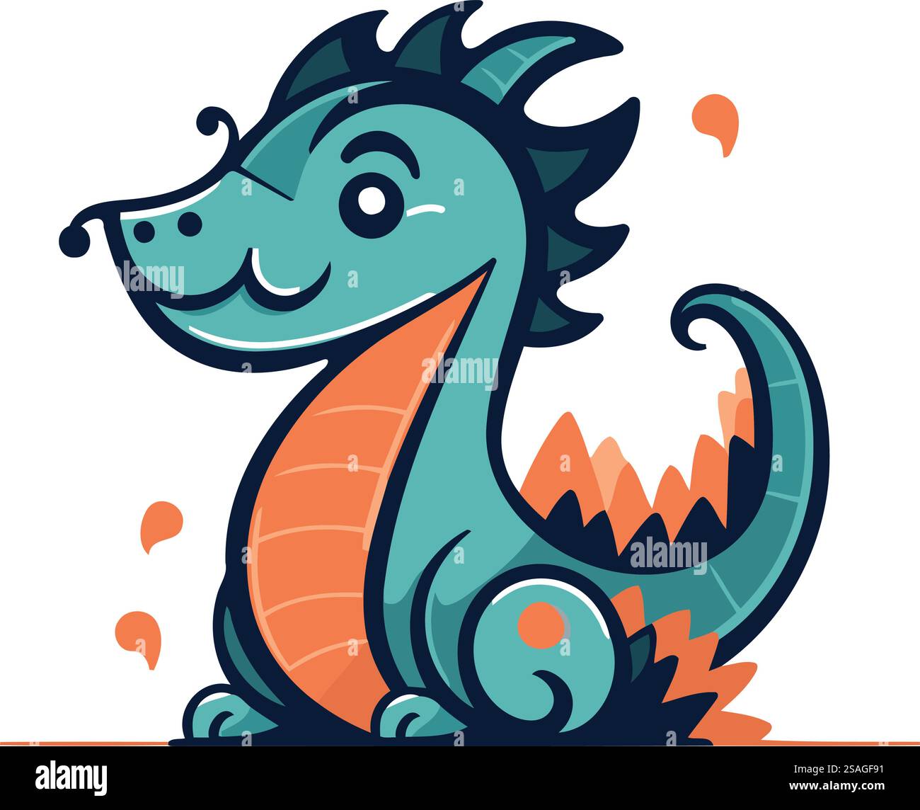 Cute cartoon dragon. Vector illustration isolated on a white background ...