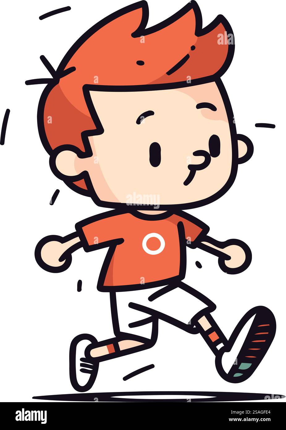Running boy cartoon vector illustration. Cute cartoon boy jogging Stock ...
