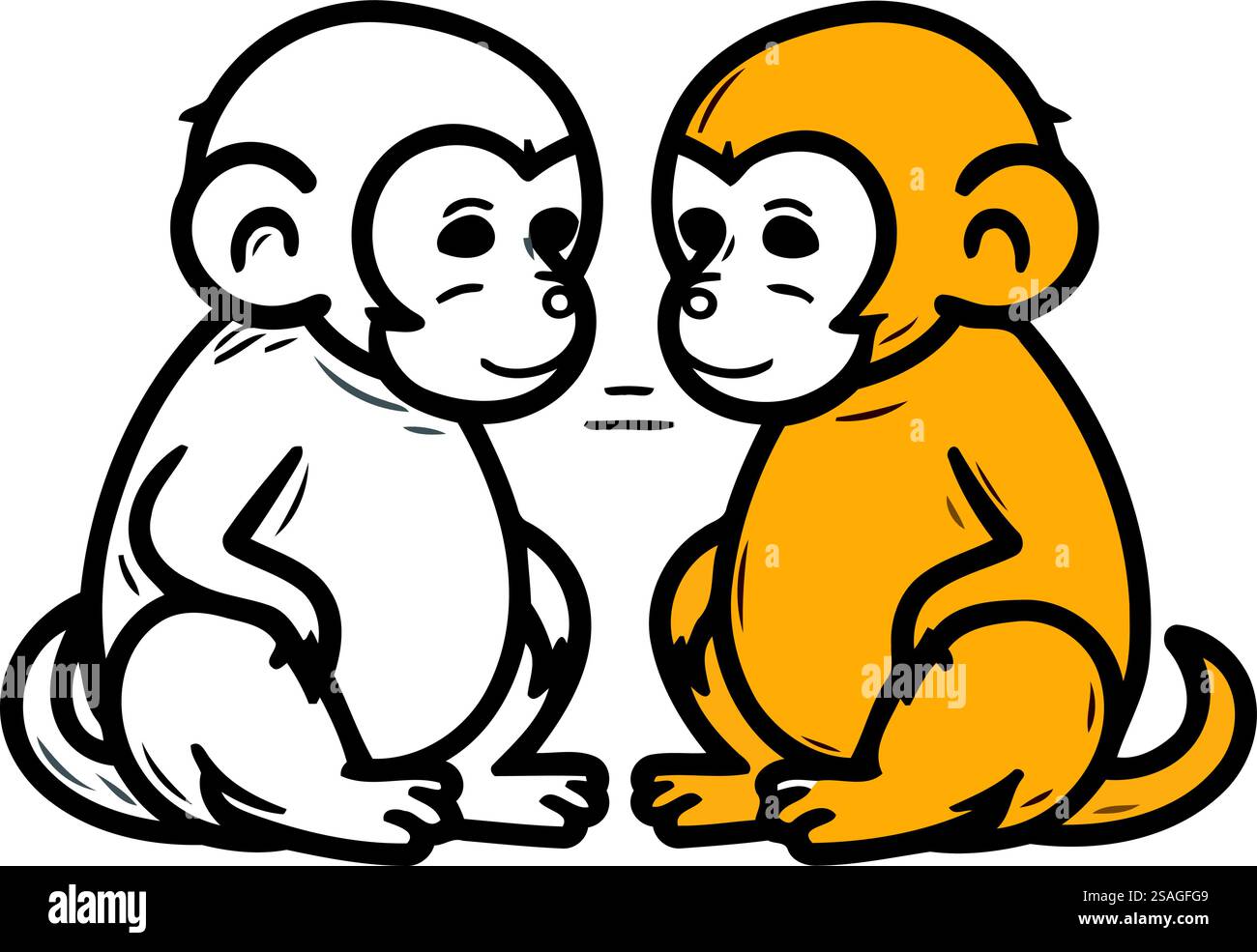 Monkey family cartoon vector illustration isolated on white background ...