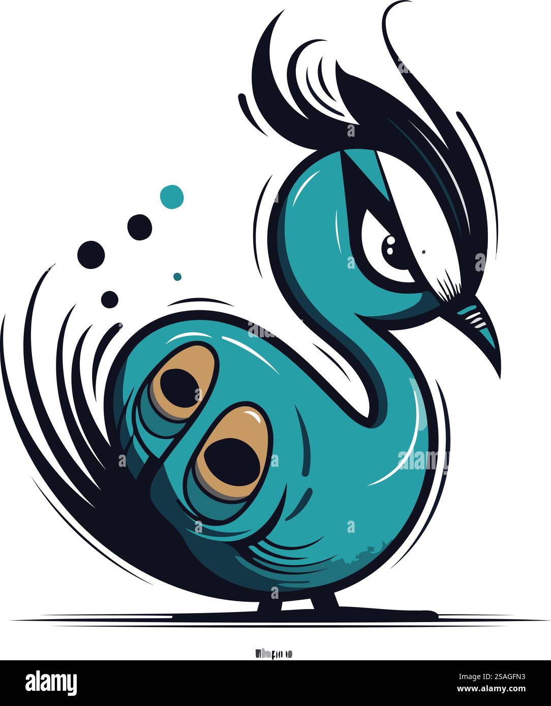 Illustration of a peacock with big eyes. Vector illustration Stock ...