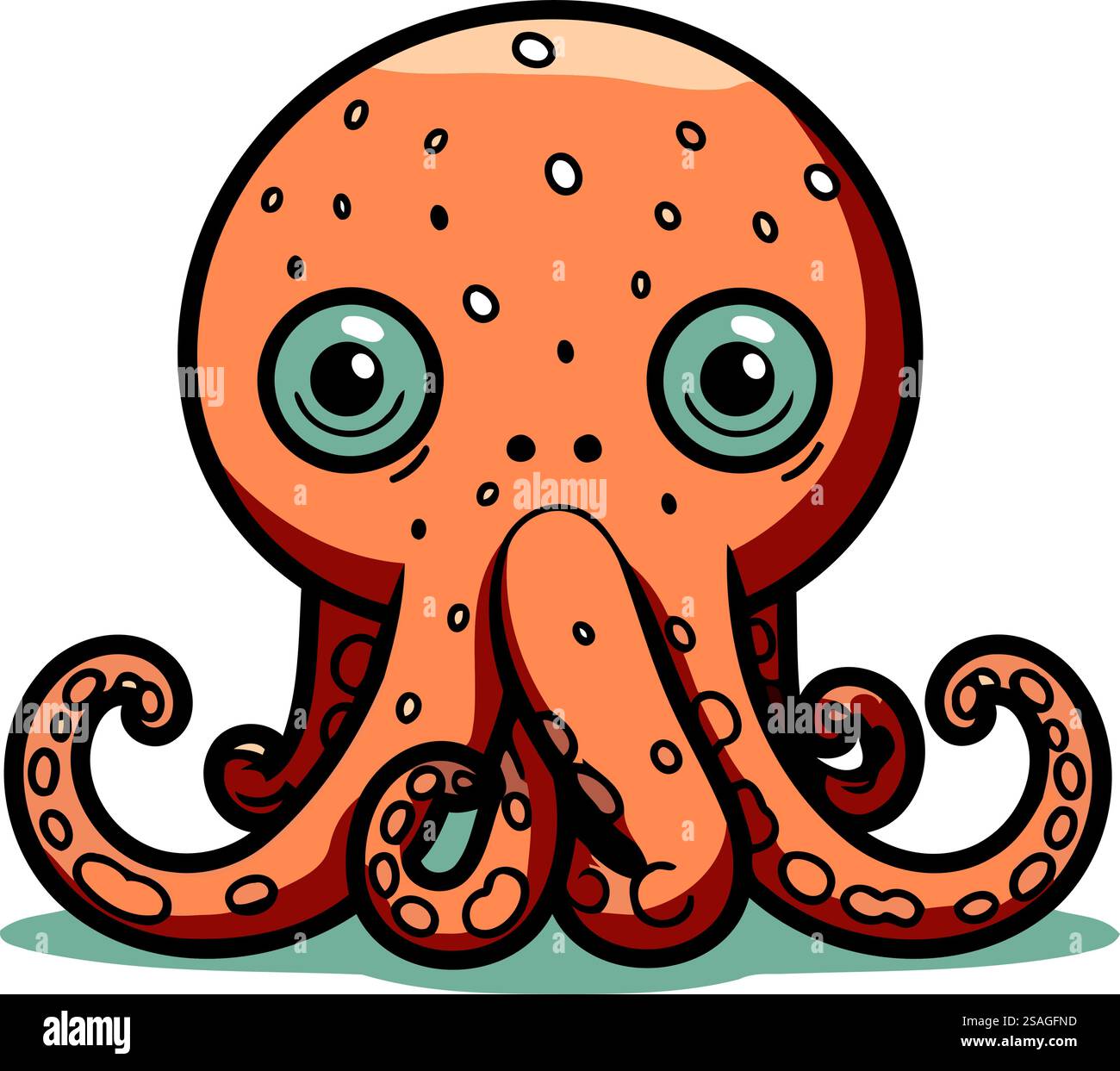 Cute cartoon octopus isolated on white background. Vector illustration ...