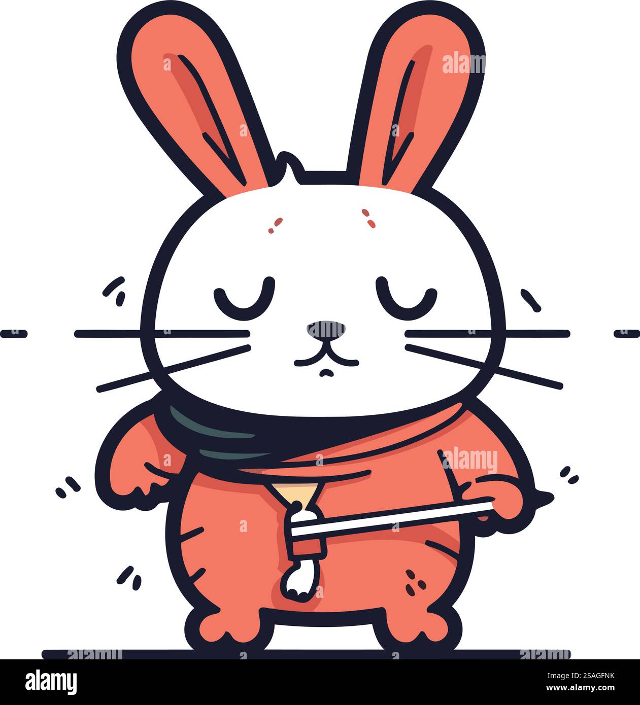 Cute cartoon bunny character. Vector illustration in line art style ...