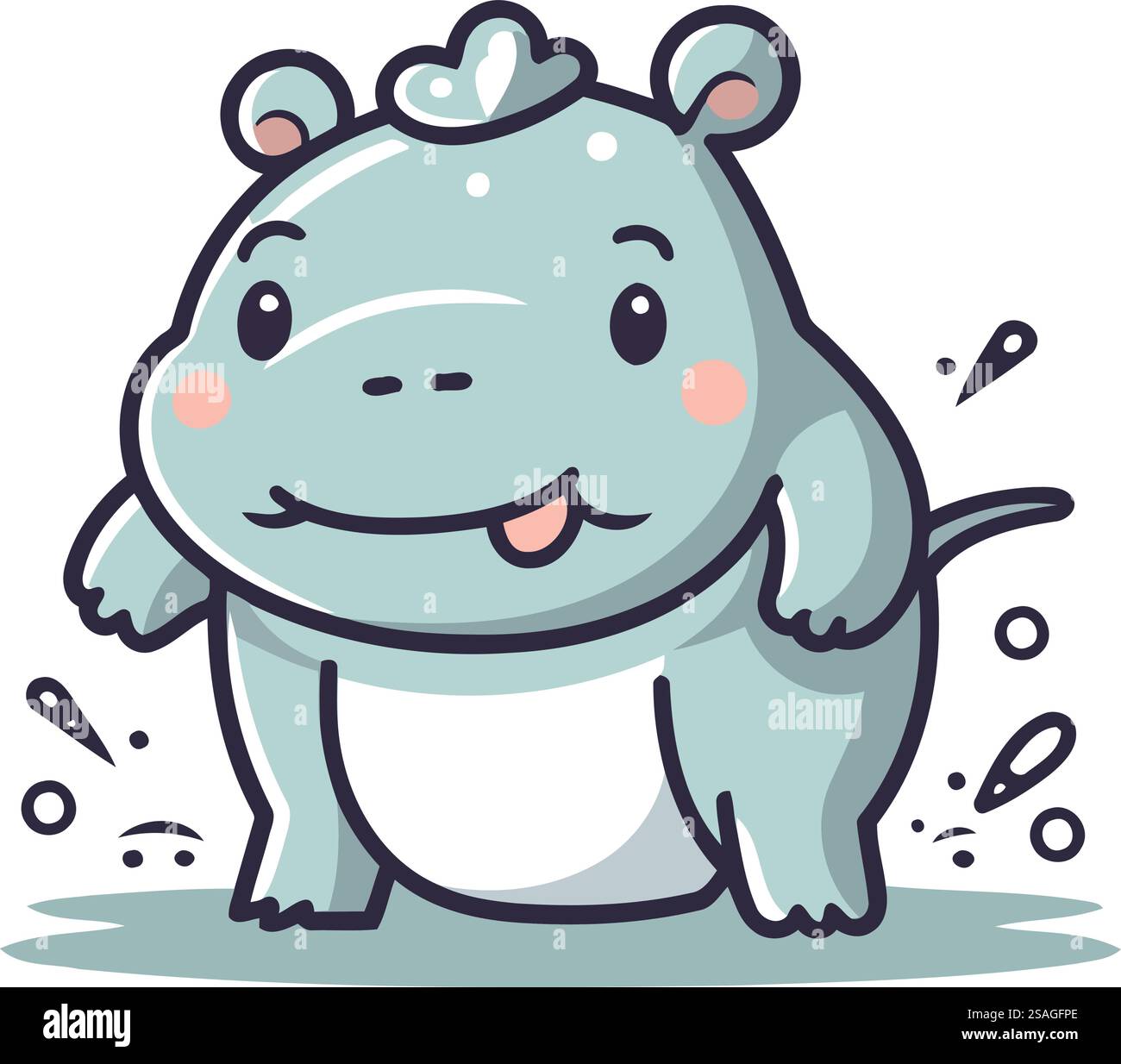 Cute hippo. Vector illustration. Isolated on white background Stock ...