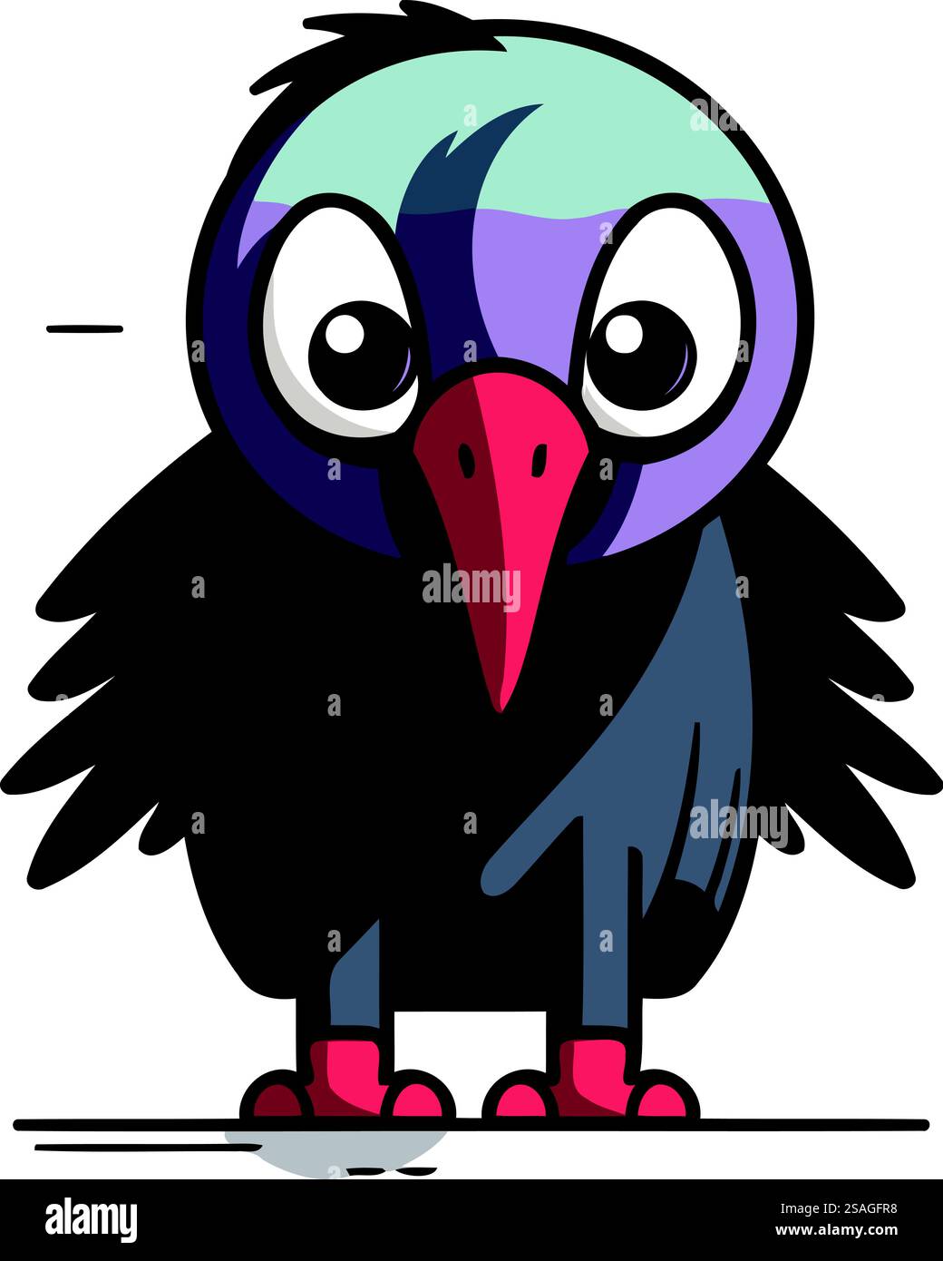 Cute cartoon crow. Vector illustration in a flat style on white ...