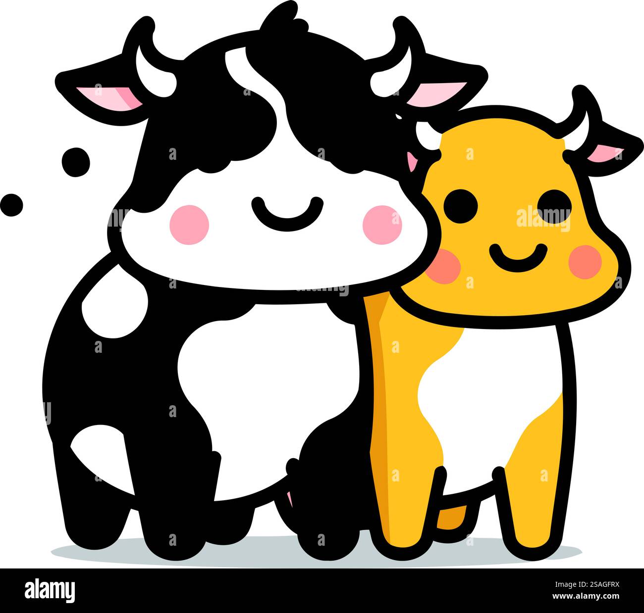Cute cow and calf cartoon vector illustration. Cute cartoon cow and ...